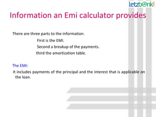 Calculate your EMI on Emi calculator at Letzbank | PPT | Home Financing ...
