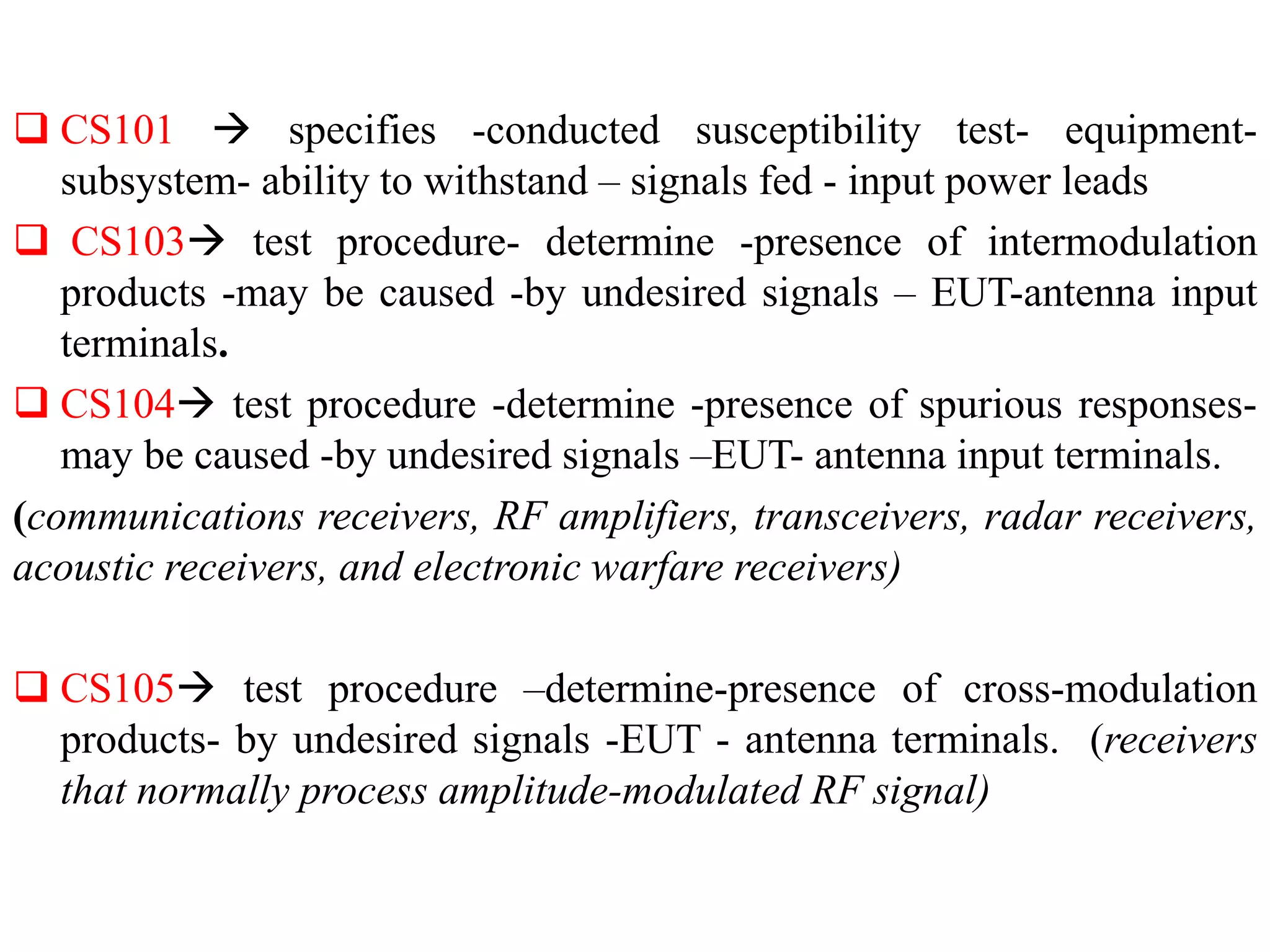 ELECTROMAGNETIC EMISSION AND SUSCEPTIBILITY STANDARDS AND ...