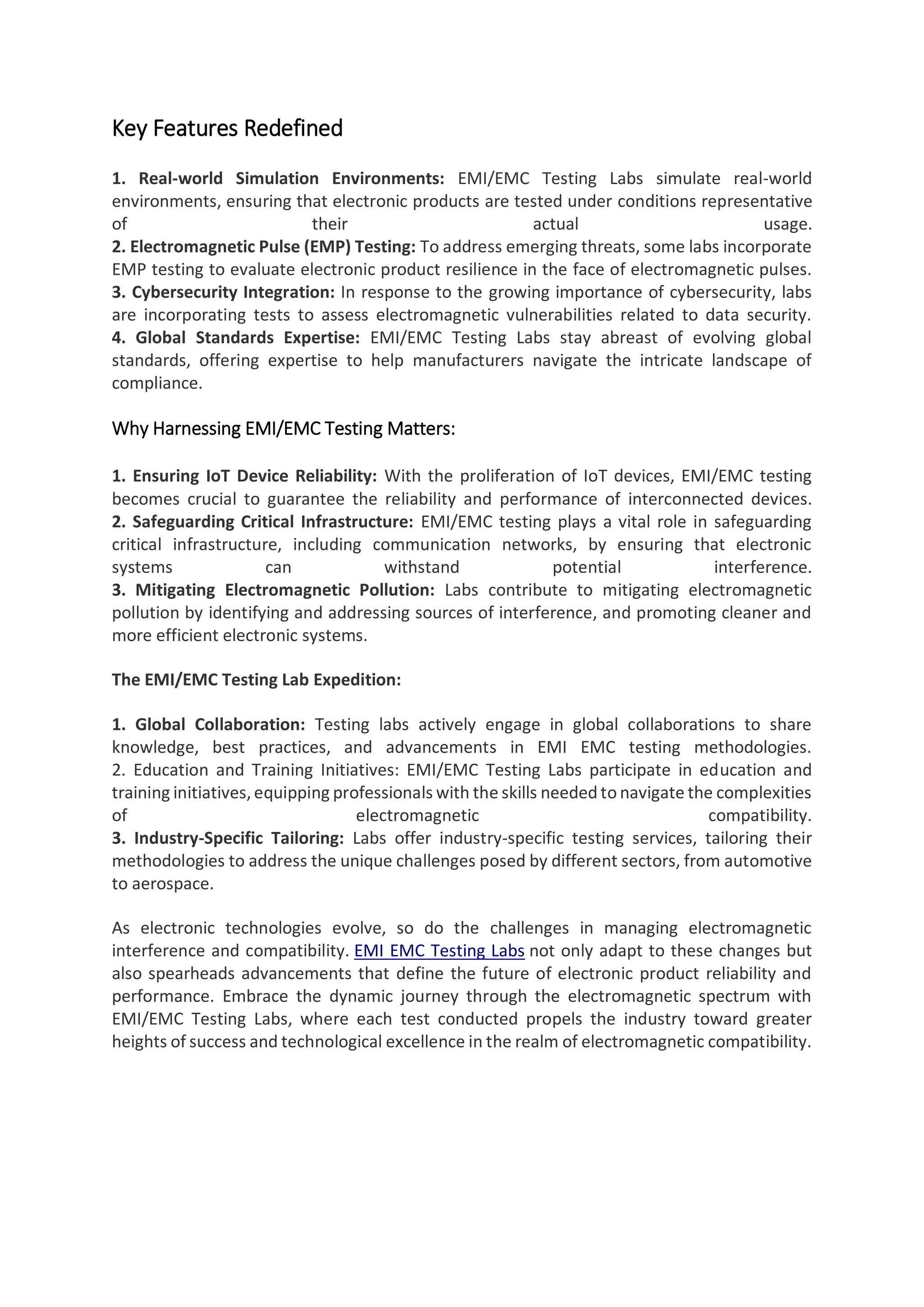 EMI EMC Testing Labs, Pioneers in Electromagnetic Compatibility and ...