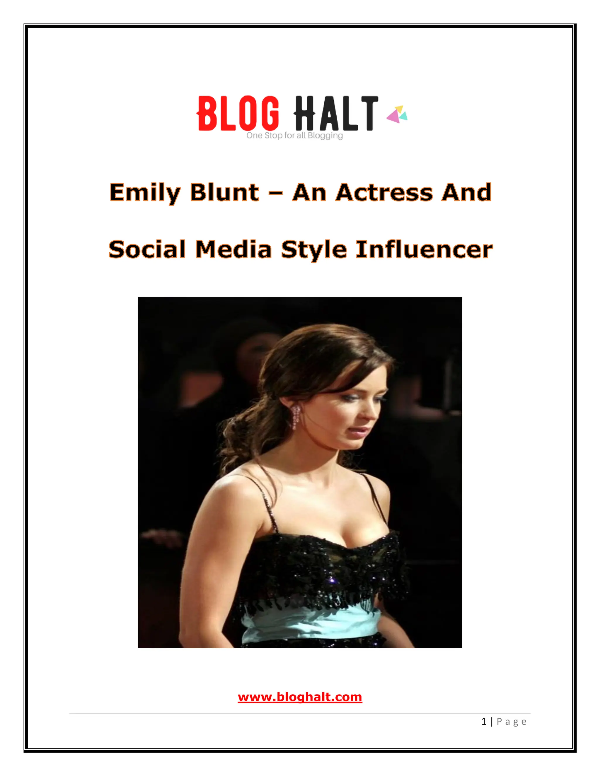 Emily Blunt – An Actress And Social Media Style Influencer.pdf | Celebrity Style | Pop Culture