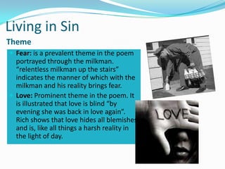 Adrienne Rich Living in Sin | PPTX | Poetry | Books and Literature