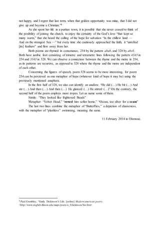 Analysis of Two of Emily Dickinson’s “Bird” Poems | DOCX