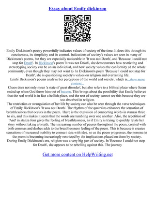 Emily Dickinson Essay | PDF