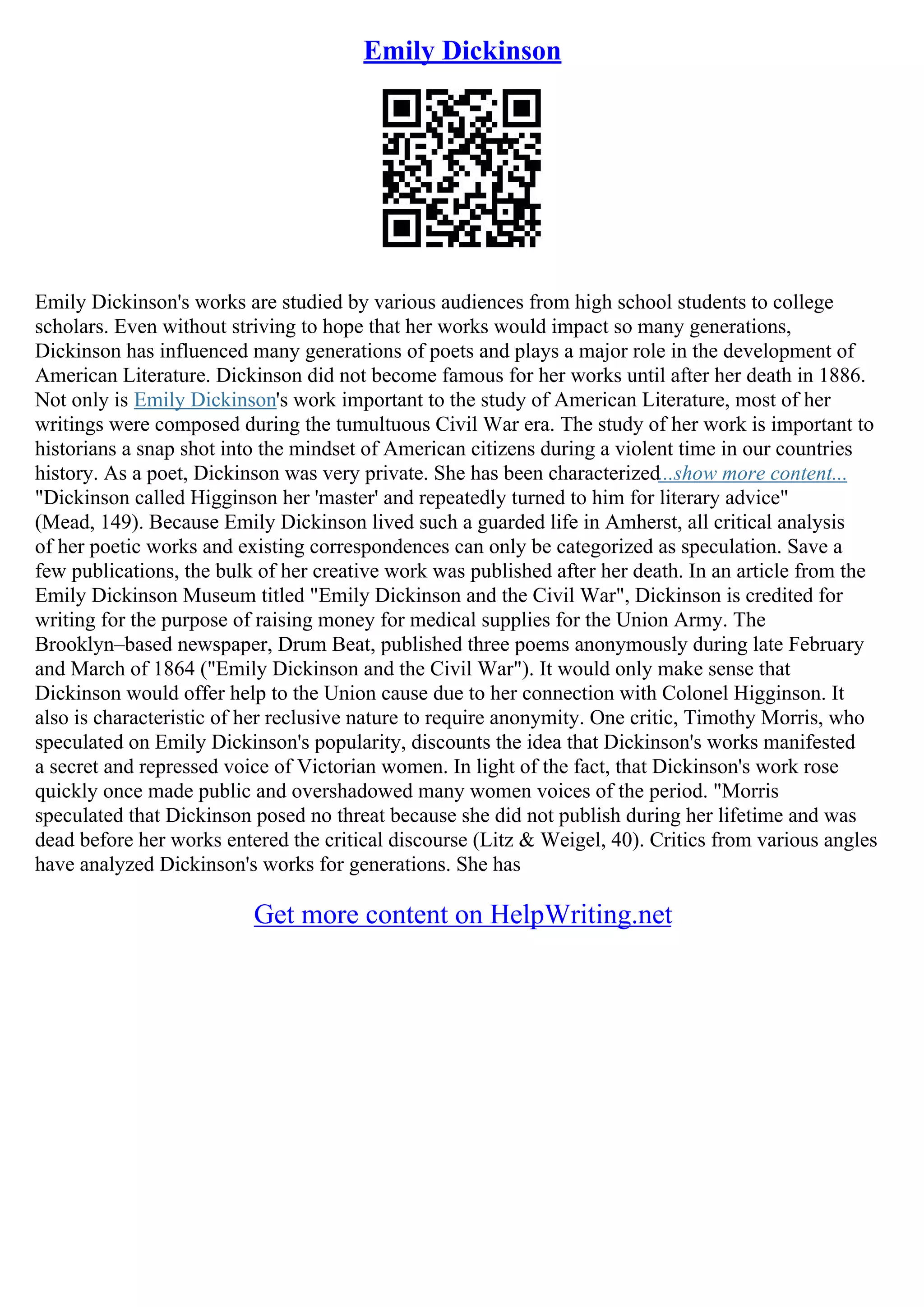 Emily Dickinson Essays | PDF