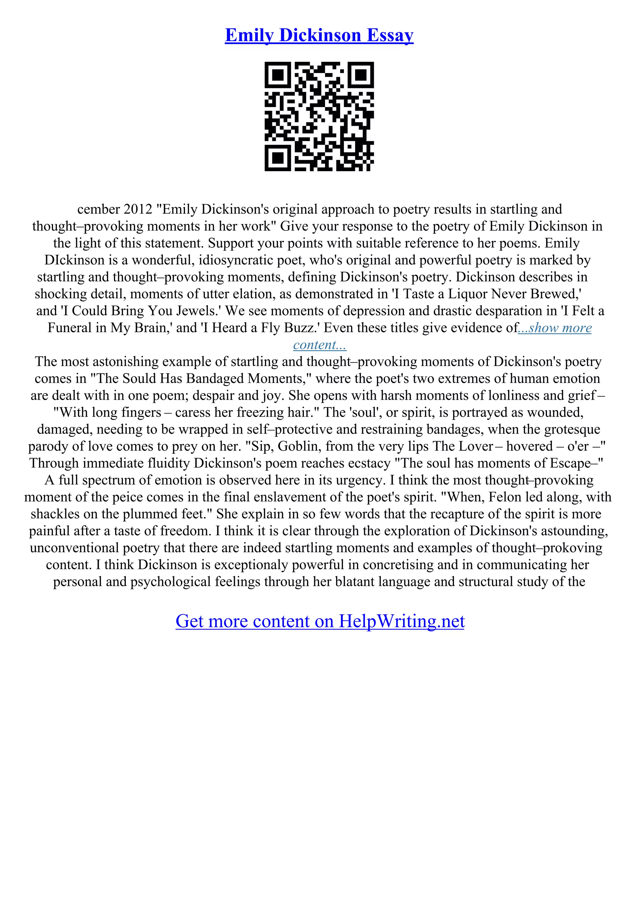 Emily Dickinson Essays | PDF