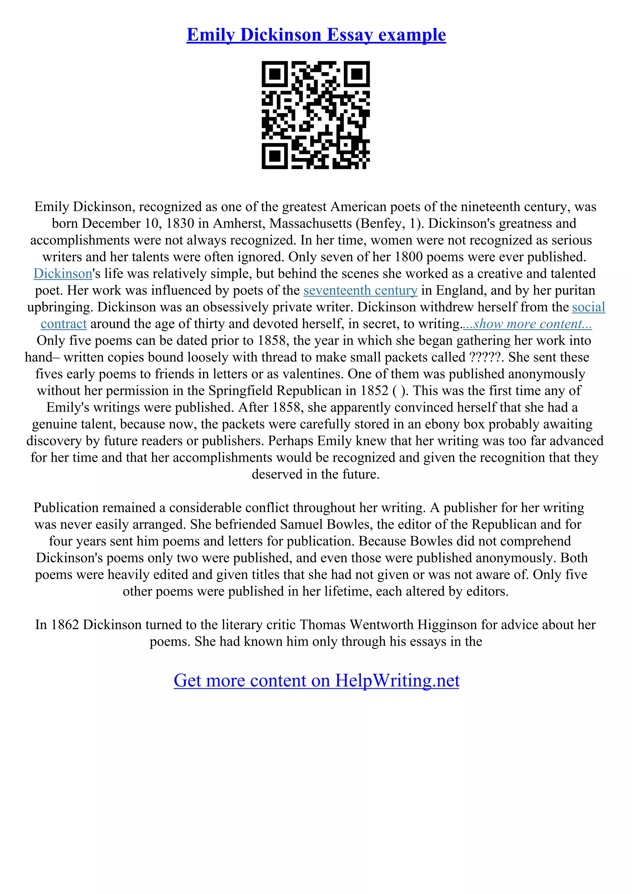 Emily Dickinson Essays | PDF