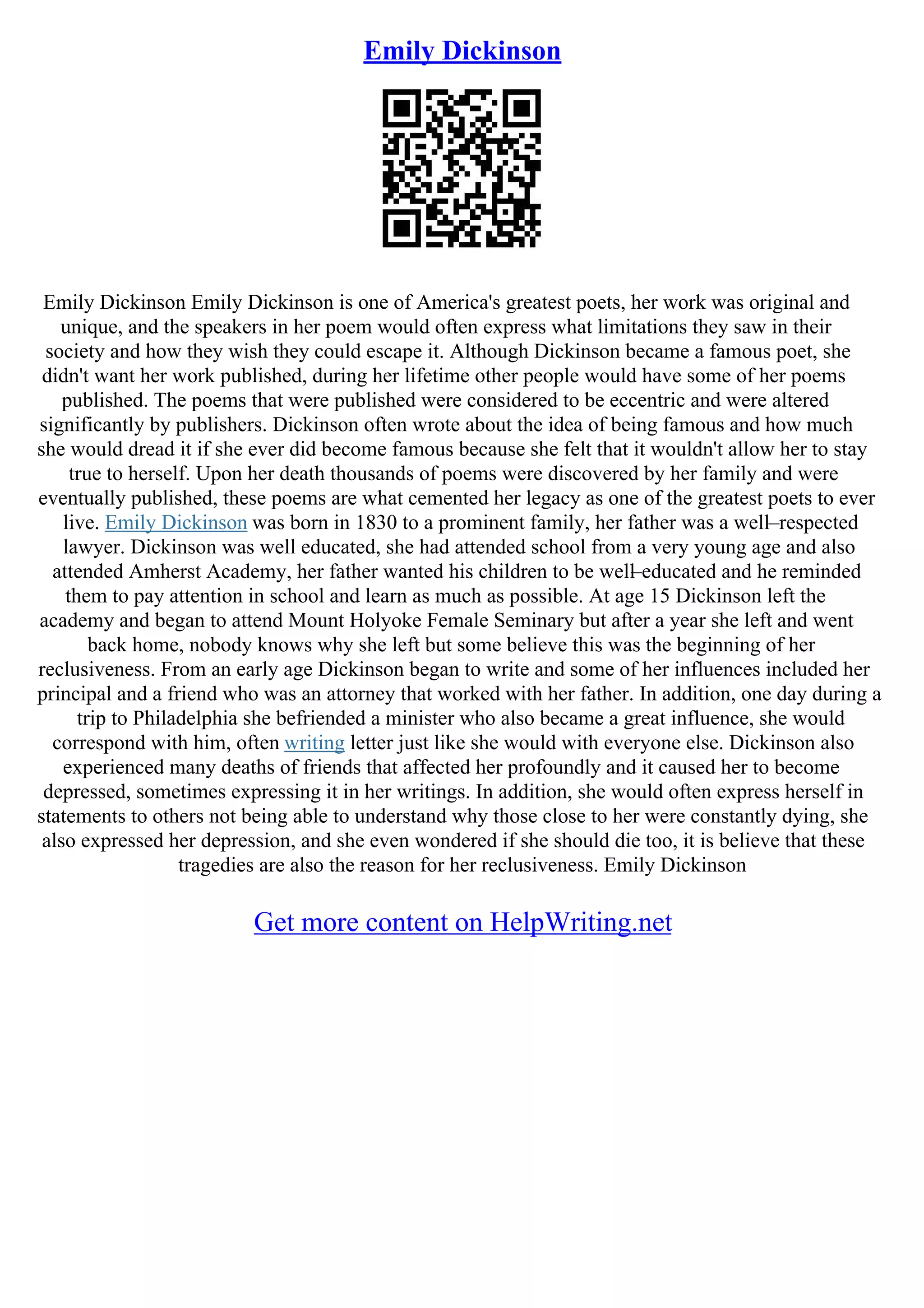 Emily Dickinson Essays | PDF
