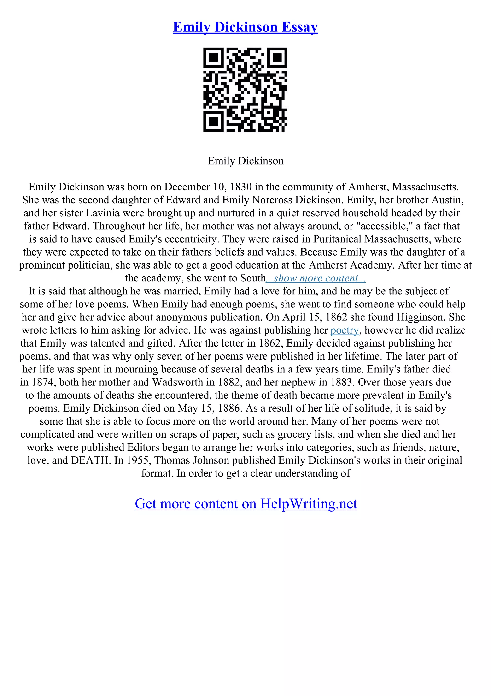 Emily Dickinson Essays | PDF