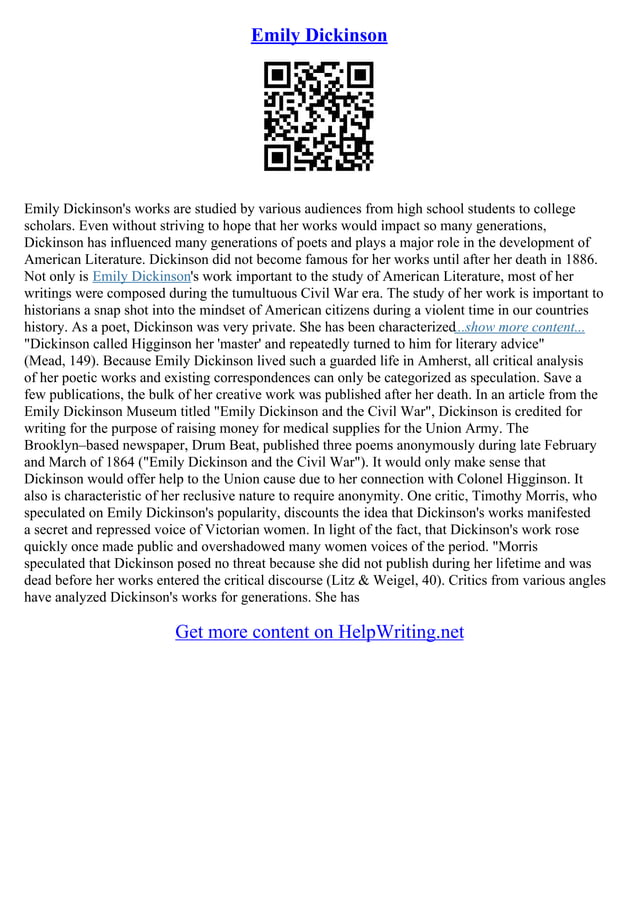 Emily Dickinson Essays | PDF