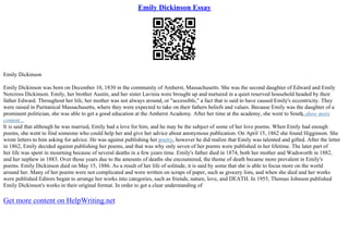 Emily Dickinson Themes | PPT