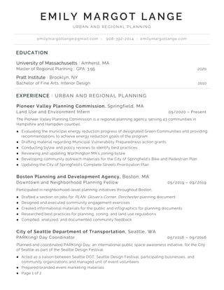 Emily Lange resume 2020 website | PDF