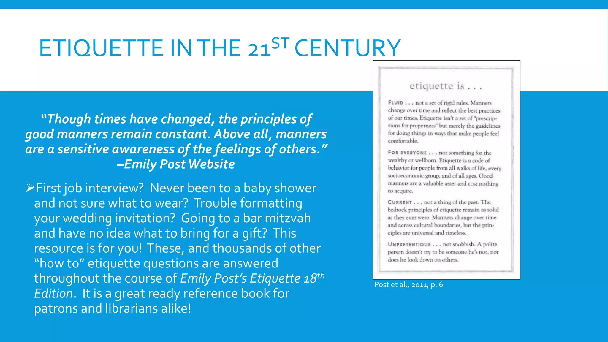 Emily Post’s Etiquette | PPT