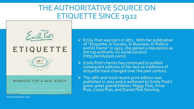 Emily Post’s Etiquette | PPT