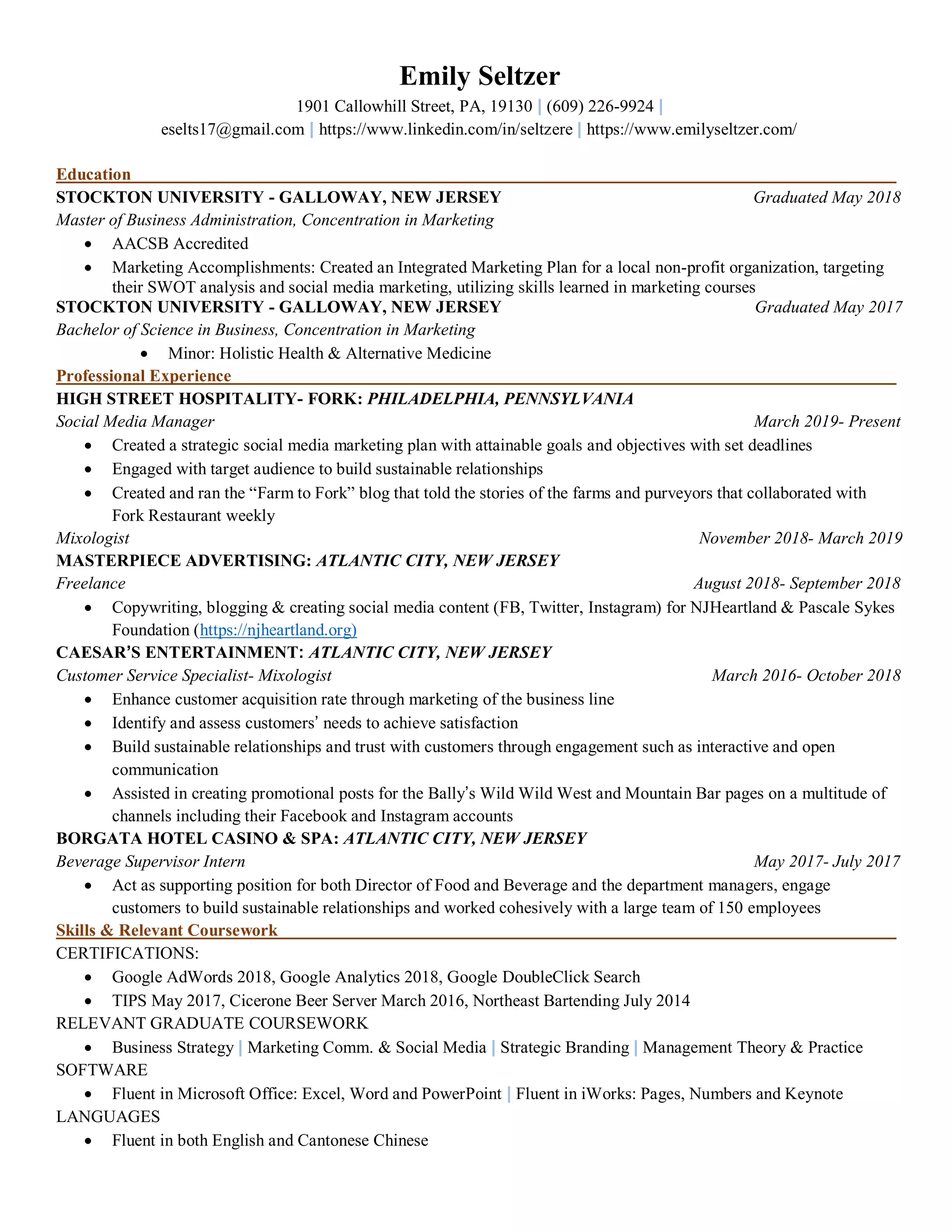 Emily Seltzer Resume | PDF