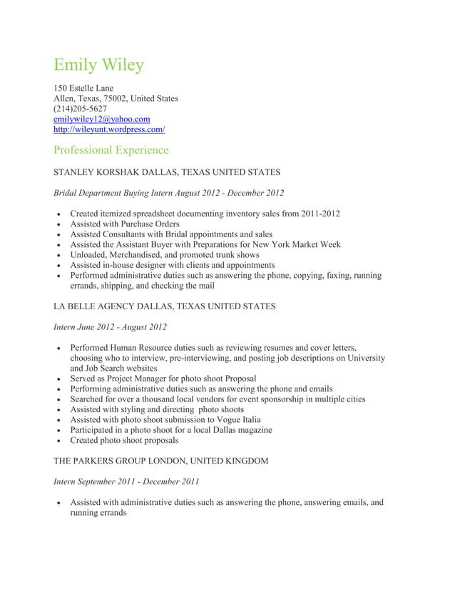 Emily Wiley CV | PDF