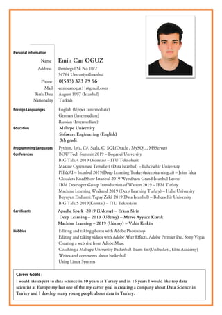 Emin Can OĞUZ - CV | PDF