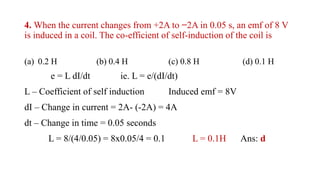E M induction& AC current MCQ. Class XII TN State Board pptx | PPTX