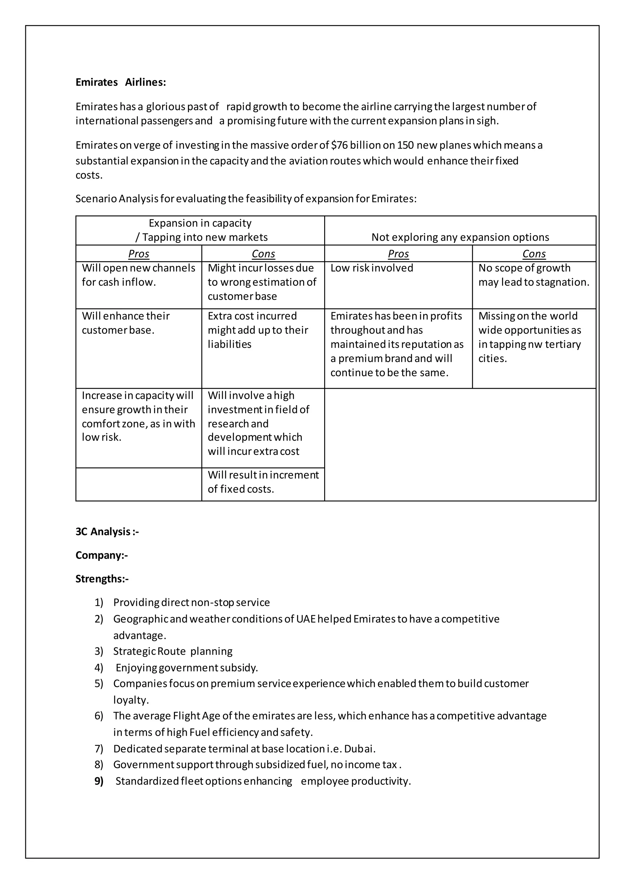 Emirates Airline - Strategic SWOT Analysis Review | DOCX