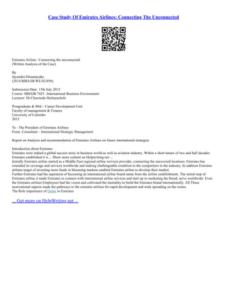 Emirates Business Model Essay | PDF