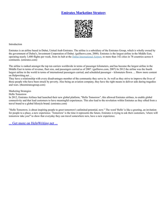 Emirates Business Model Essay | PDF | Air Travel | Travel Type