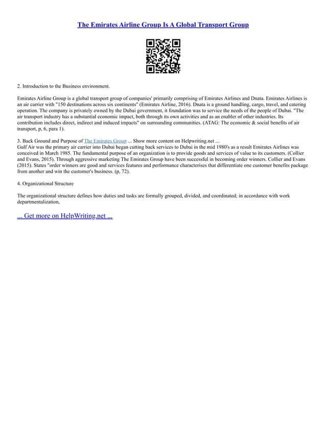 Emirates Business Model Essay | PDF | Air Travel | Travel Type