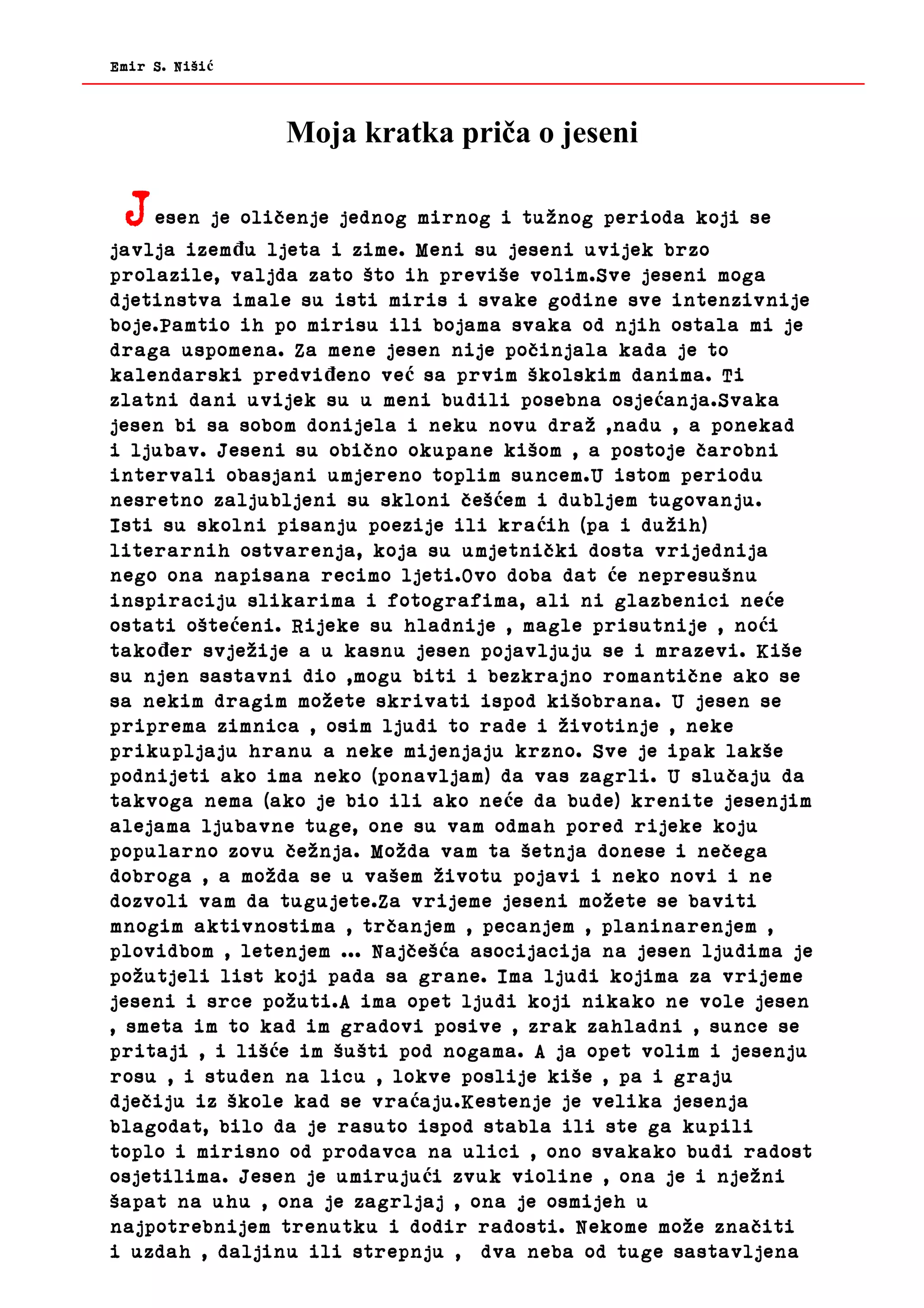 Emir Nisic -Moja kratka prica o jeseni | PDF