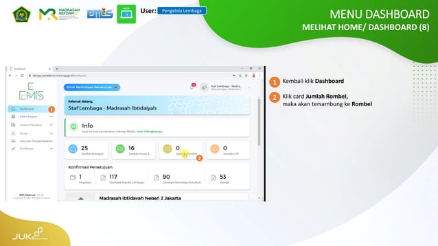 Emis lem-3.1-melihat home atau dashboard oleh pengelola lembaga | PPT