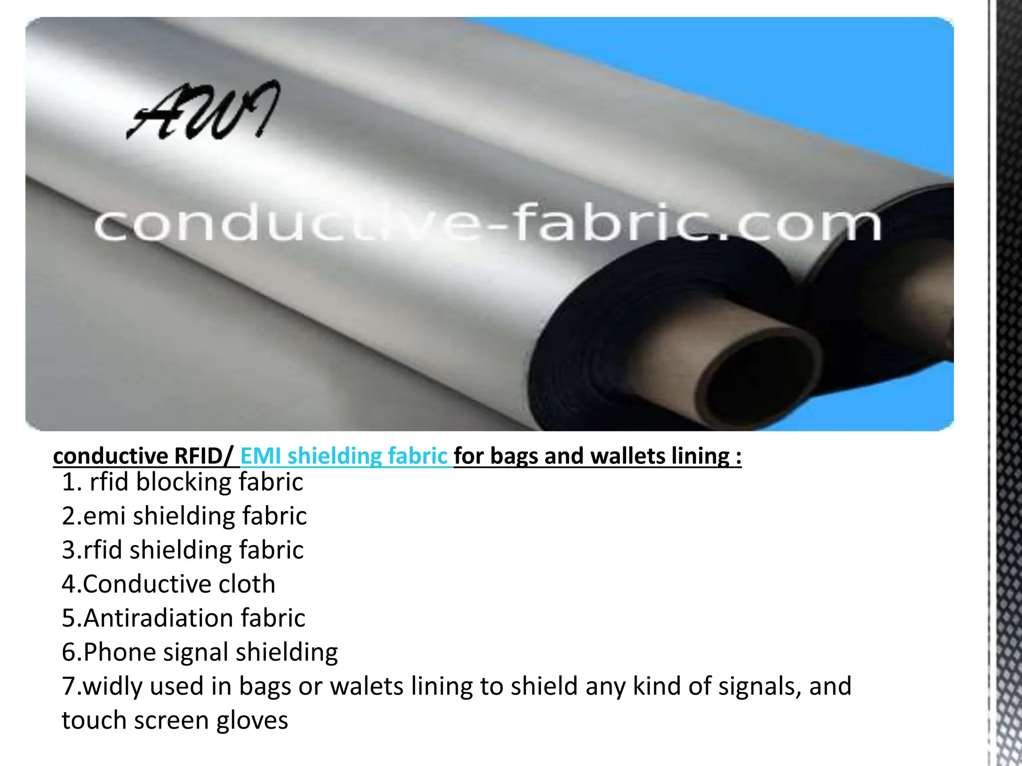 EMI shielding fabric for bags and wallets lining.pptx