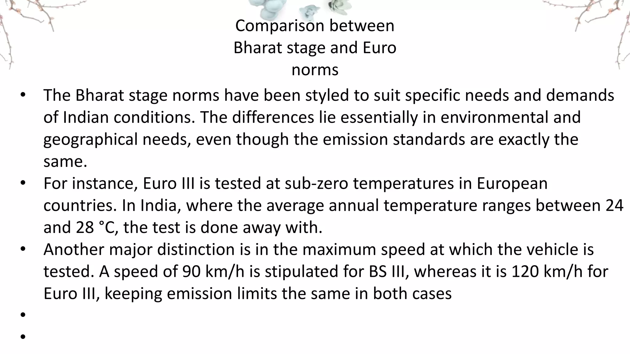 Emission norms- Bharat Stage and Euro | PPTX