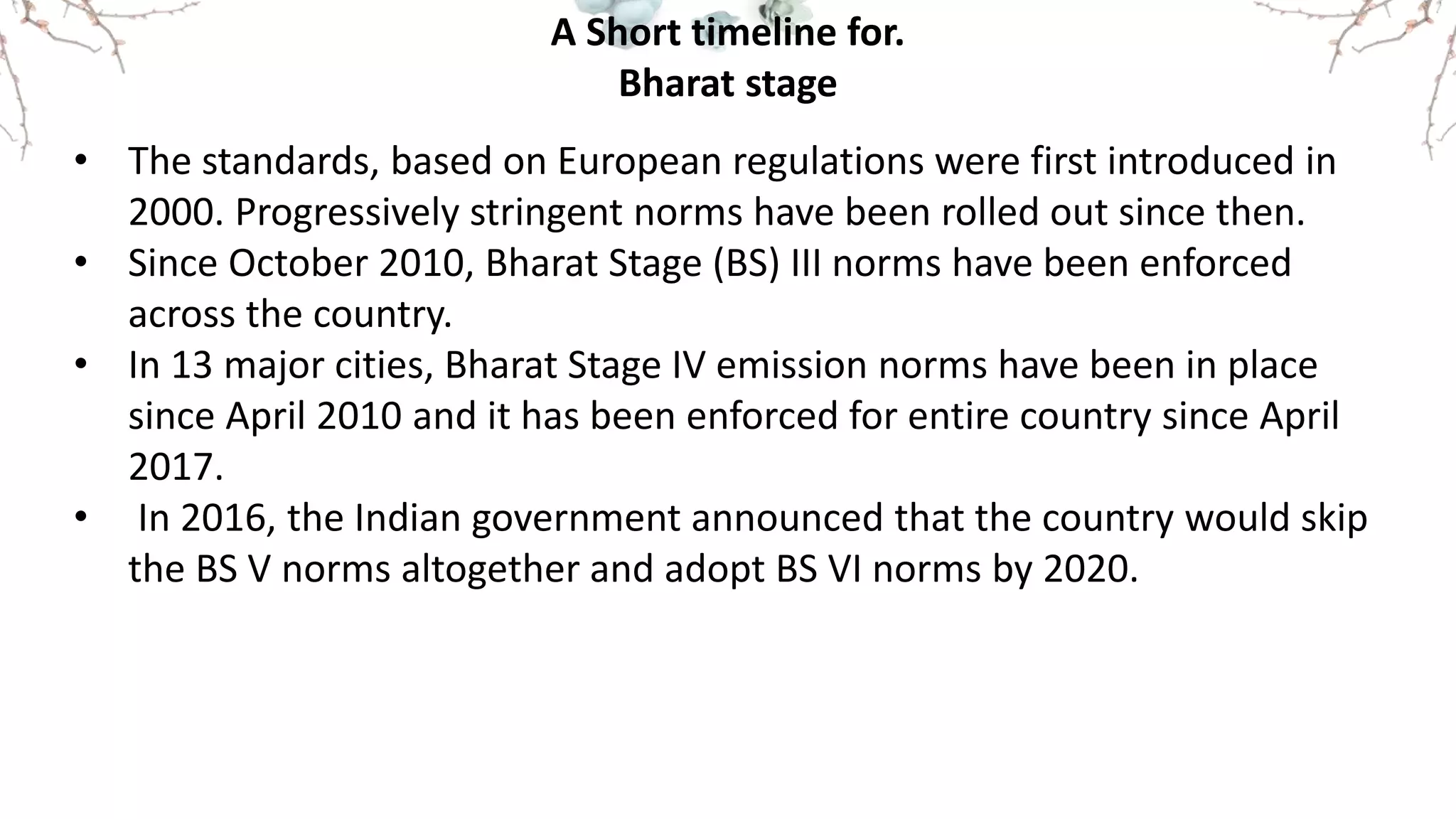 Emission norms- Bharat Stage and Euro | PPTX