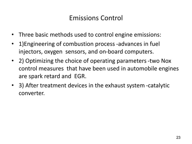 IC engine emission and control of the emissions | PPTX | Indoor ...