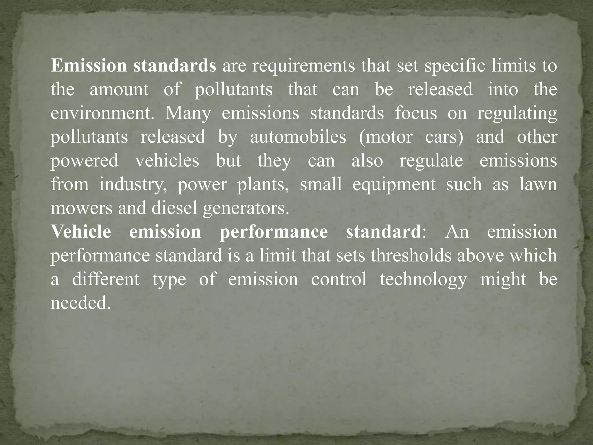 Emission standards | PPTX