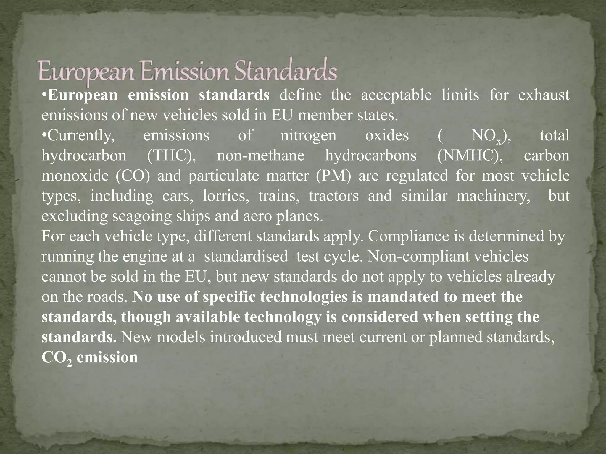 Emission standards | PPTX