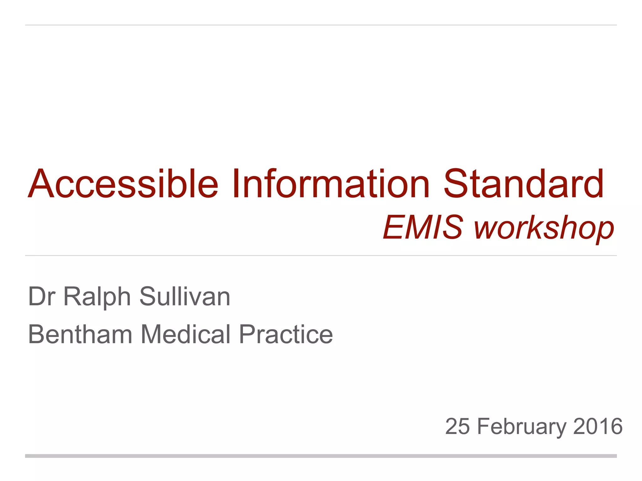 EMIS Workshop - Ralph Sullivan | PPTX