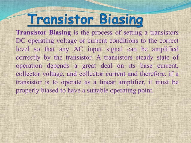 Emitter bias method of transistor biasing | PPTX | Consumer Electronics ...