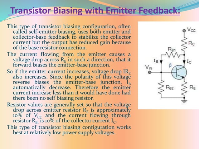 Emitter bias method of transistor biasing | PPTX | Consumer Electronics ...