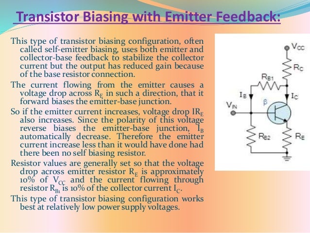 Emitter bias method of transistor biasing