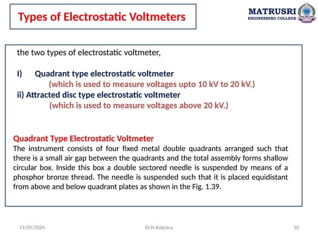 EMI UNIT1.2 Electrostatic instruments Module | PPTX