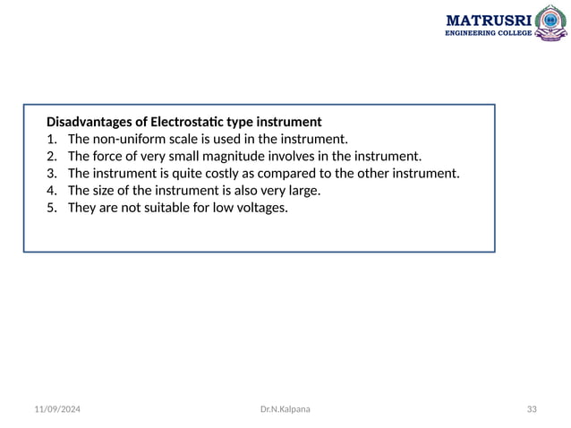 EMI UNIT1.2 Electrostatic instruments Module | PPTX