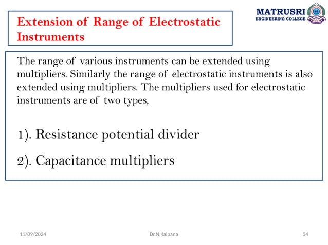 EMI UNIT1.2 Electrostatic instruments Module | PPTX