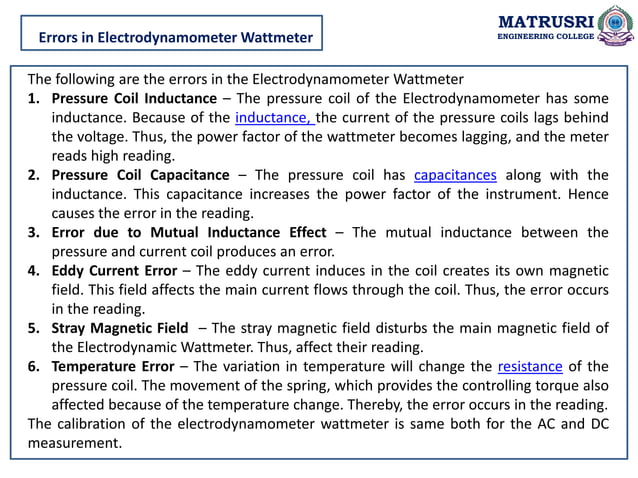 Electrical Measurements & Instrumentation/Electrodynamometer Type Instruments | PDF