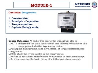 EElectrical Measurements & Instrumentation .single phase Energy meter ...