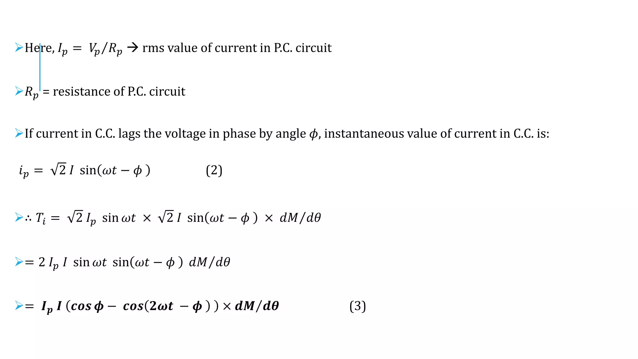 WATTMETER CONSTRUCTION AND TORQUE EQAUTION | PPTX