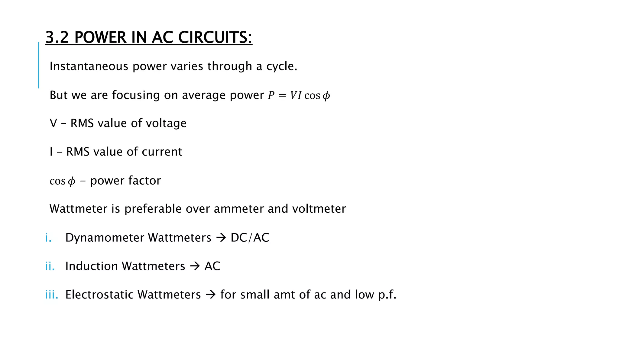 WATTMETER CONSTRUCTION AND TORQUE EQAUTION | PPTX