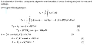 WATTMETER CONSTRUCTION AND TORQUE EQAUTION | PPTX
