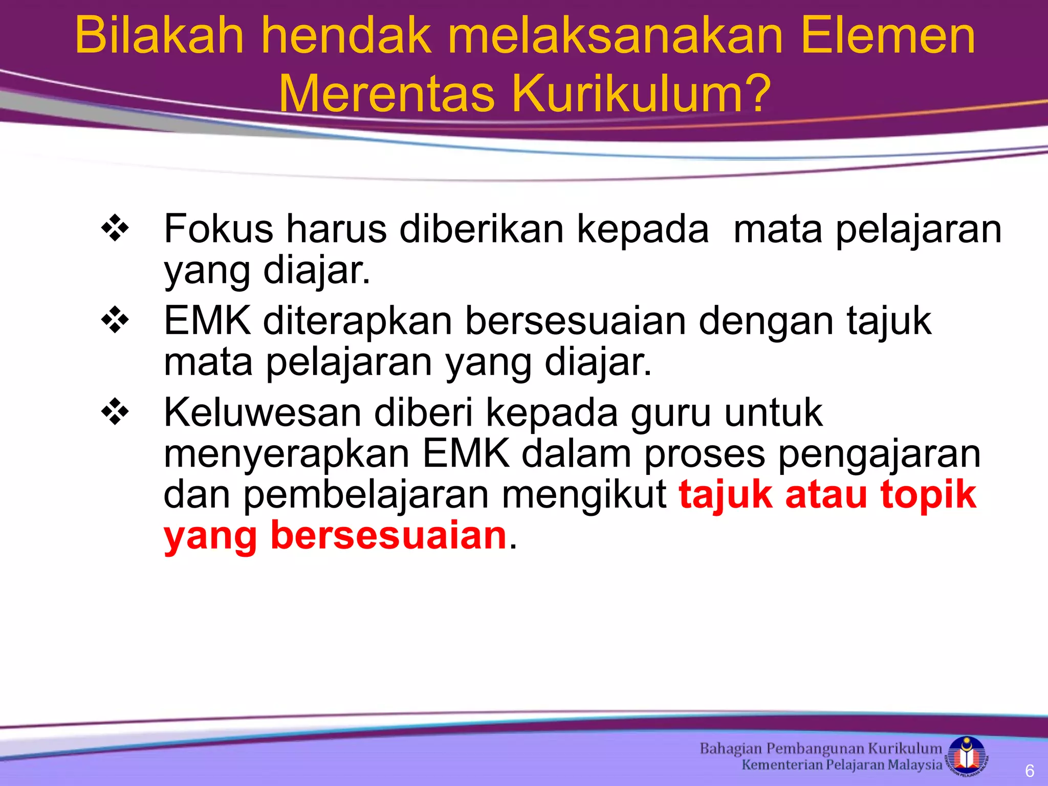 Elemen Merentas Kurikulum EMK | PPT