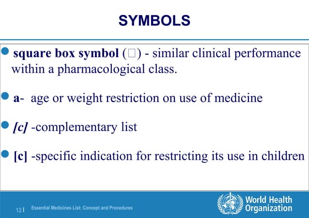 WHO Essential Medicine List, India's National List of Essential Med ...