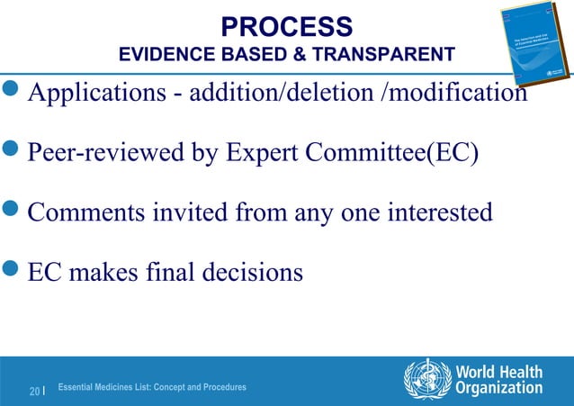 WHO Essential Medicine List, India's National List of Essential Med ...