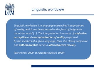 The study of the linguistic worldview in constructed languages on the ...