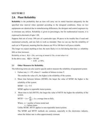 System Reliability Engineering And Plant Maintenance | PDF